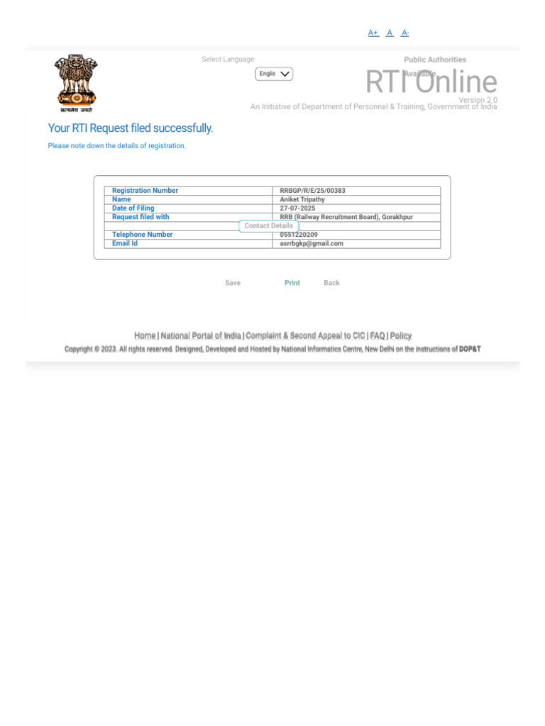 RTI Online __ Online RTI Information System | PDF