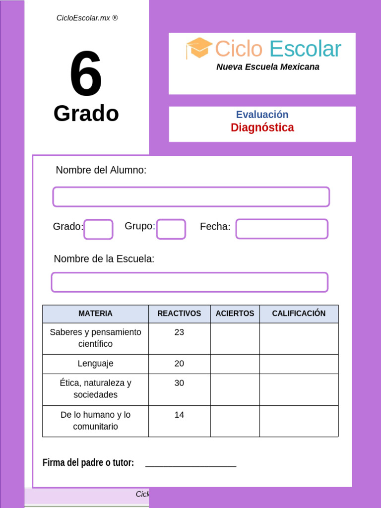 Diagnóstico Escolar 6° Grado 2022 | PDF | Tierra | Luna