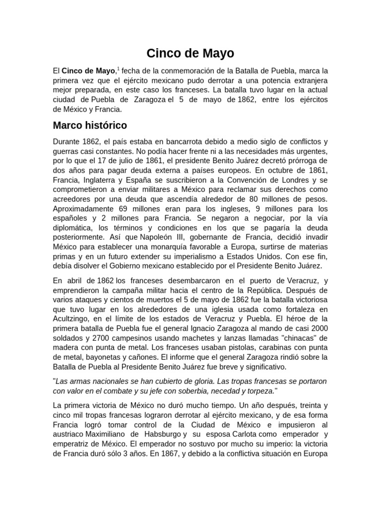 Batalla de Puebla: Cinco de Mayo 1862 | PDF | México | Militar