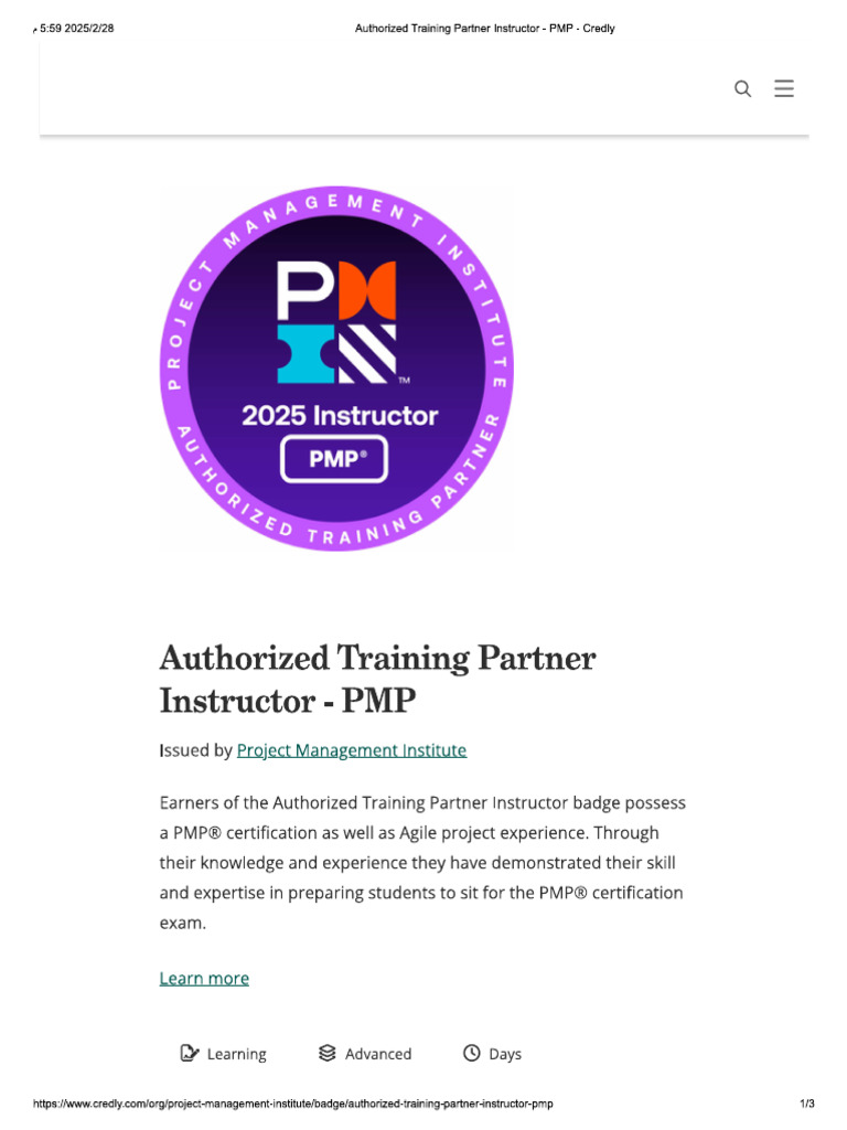 Authorized Training Partner Instructor - PMP | PDF
