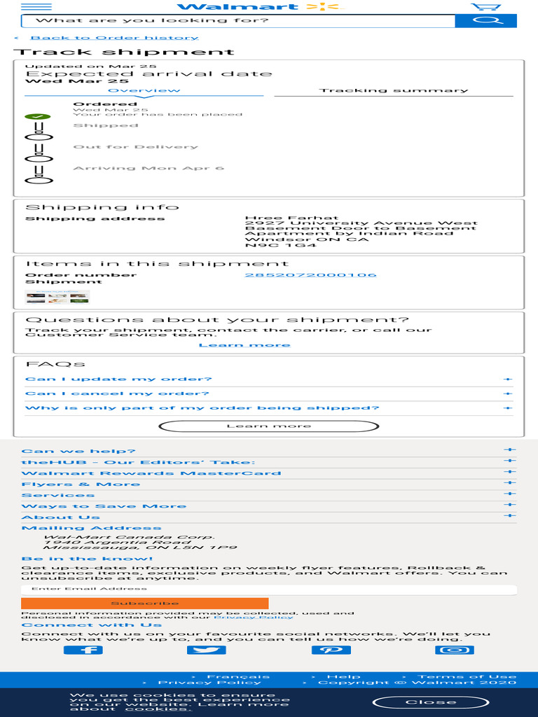 Track My Order Walmart Canada | PDF | Walmart