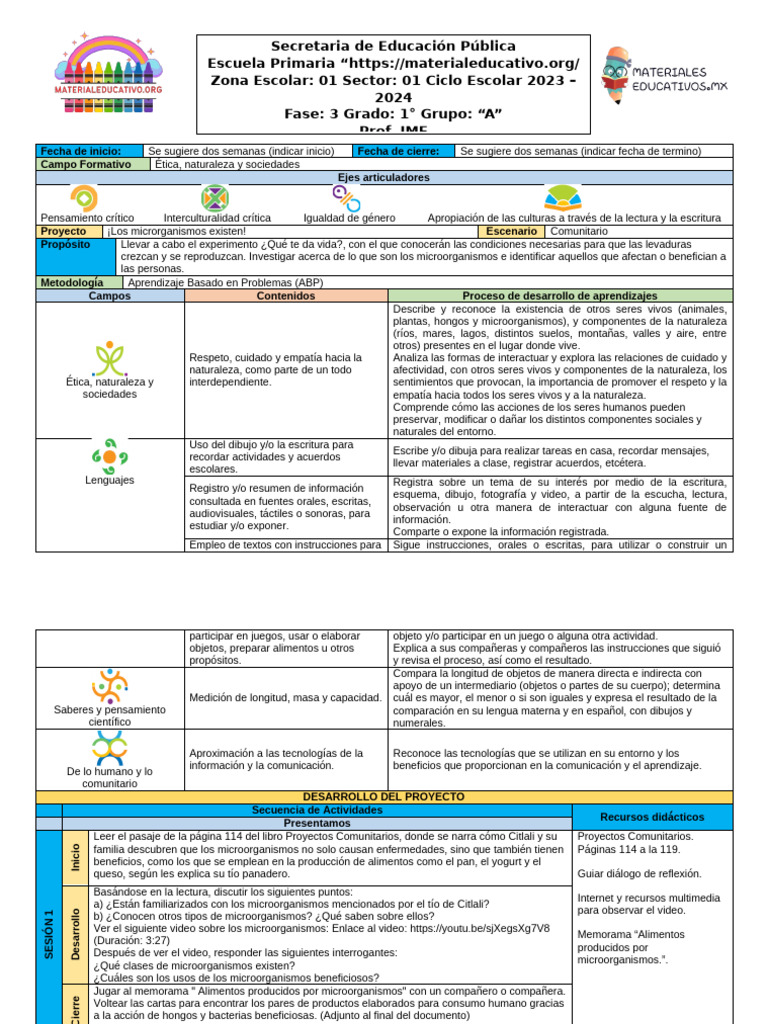 Proyecto sobre Microorganismos en Clase | PDF | Experimentar ...