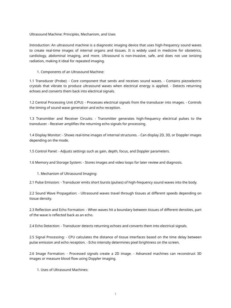 Ultrasound Mechanism Uses | PDF | Medical Ultrasound | Ultrasound