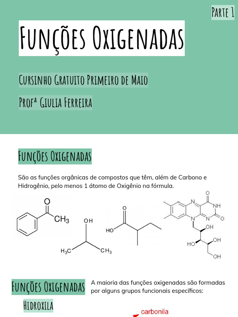 Funções Oxigenadas em Química Orgânica | PDF | Cetona | Grupo funcional