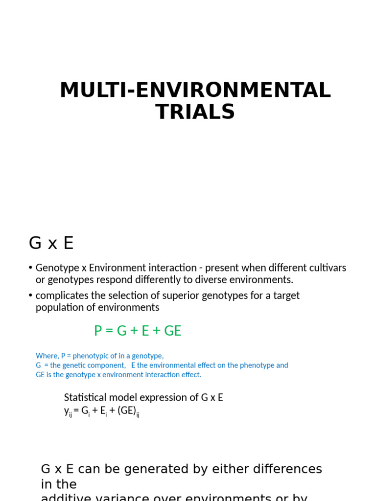 Multi Environment Expt Analysis | PDF | Regression Analysis | Principal ...