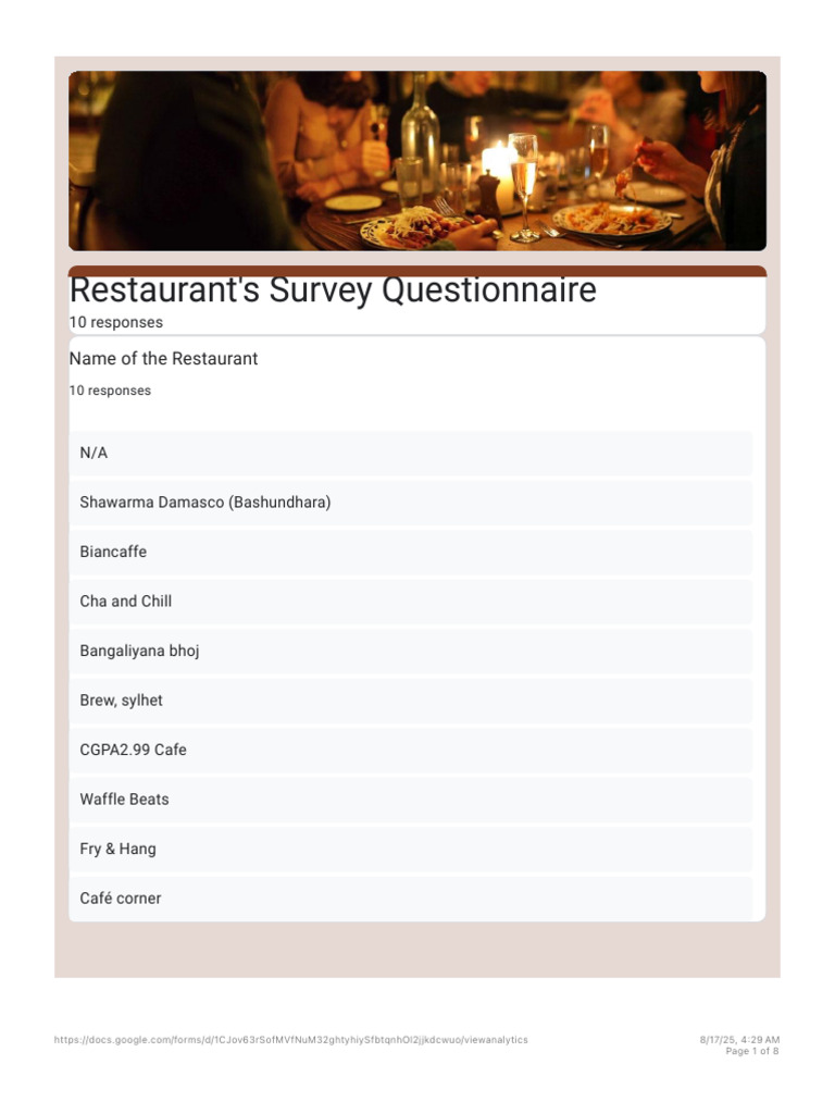 Restaurant Survey Insights and Trends | PDF | Foodservice | Food Retailing