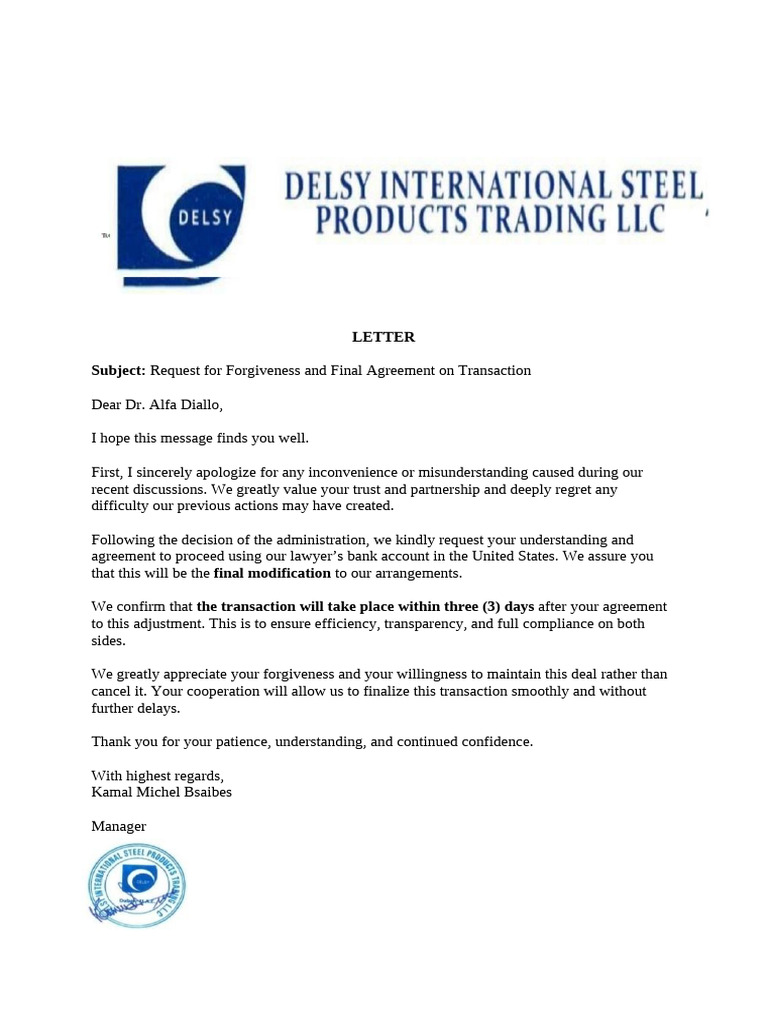 Letter DR Alfa Diallo BDG-MALI - SARL | PDF