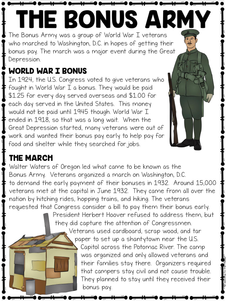 Bonus Army - Great Depression - Reading Comprehension | PDF | The ...