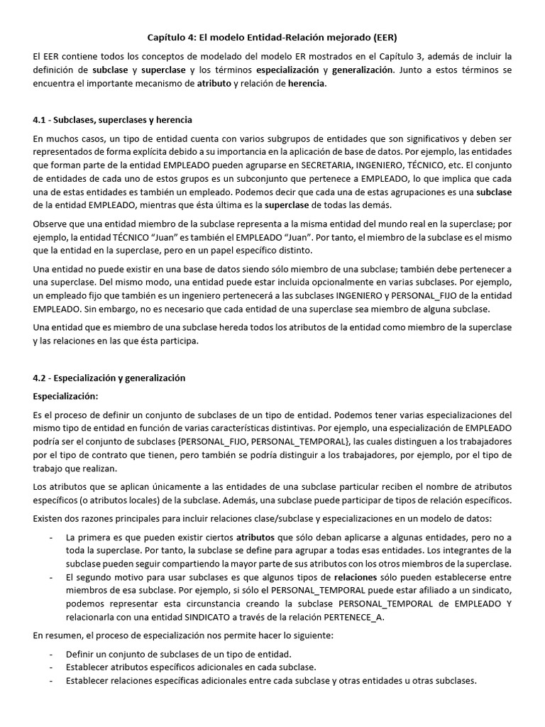 Modelo EER: Subclases y Herencia | PDF | Herencia (Programación ...