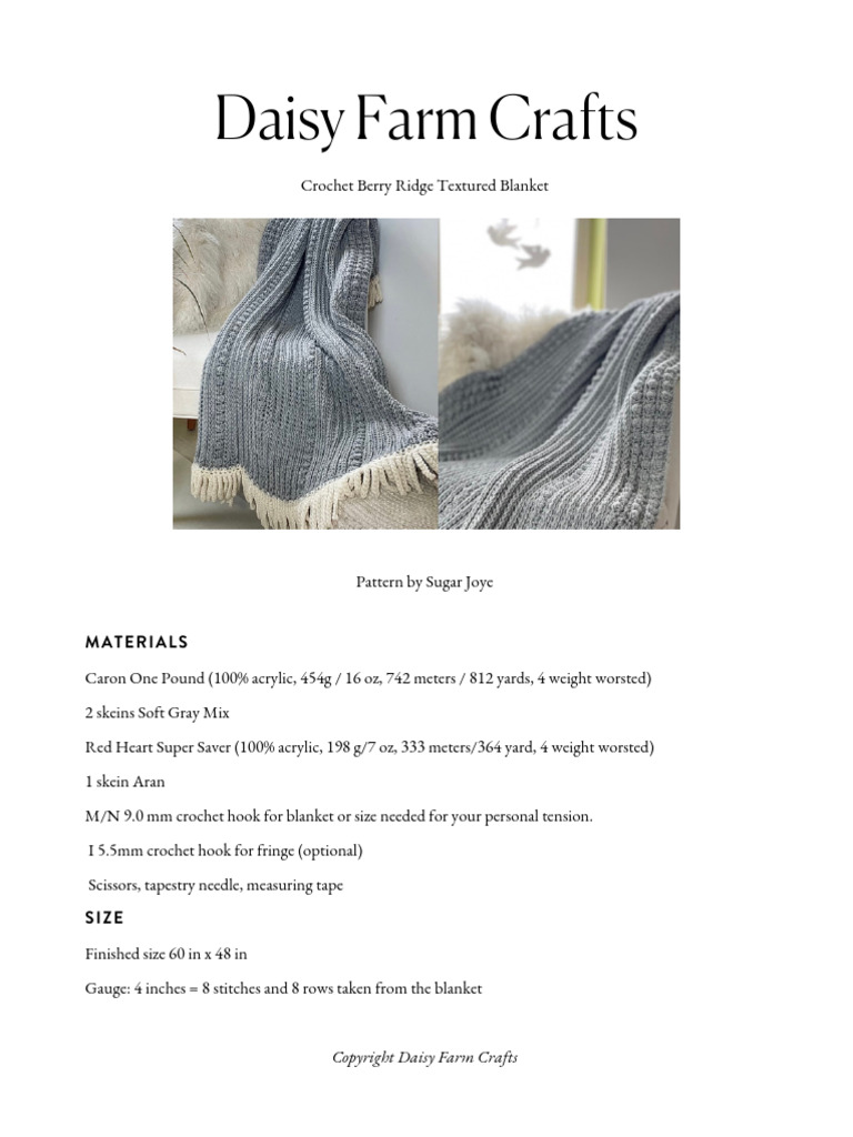 Berry Ridge Crochet Blanket Pattern | PDF | Crochet | Needlework