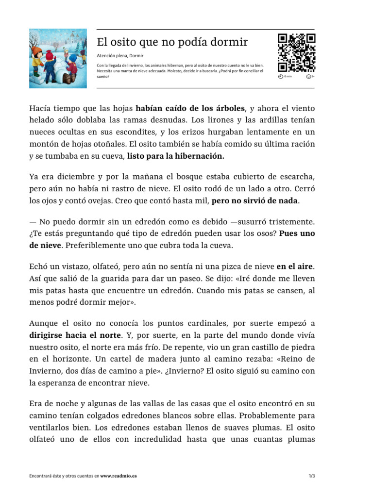 El osito que no podía dormir | PDF