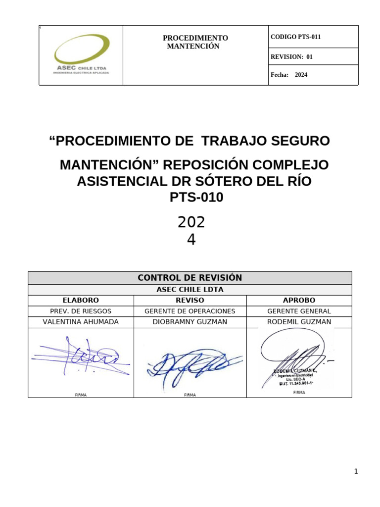 PTS-011 Procedimiento Mantención | PDF | Residuos