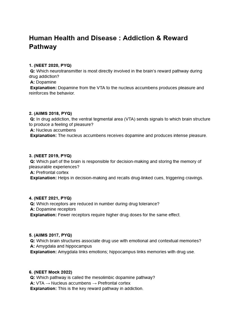 Addiction and Brain Reward Pathways | PDF | Reward System | Dopamine