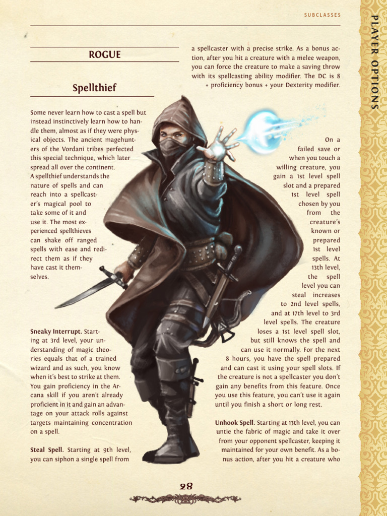 Spellthief and Spy Subclasses Overview | PDF | D20 System | Dungeons ...