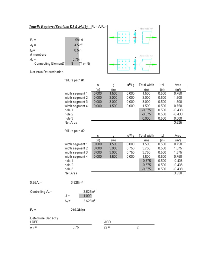 Lrfd Design Spreadsheet | Stress (Mechanics) | Screw