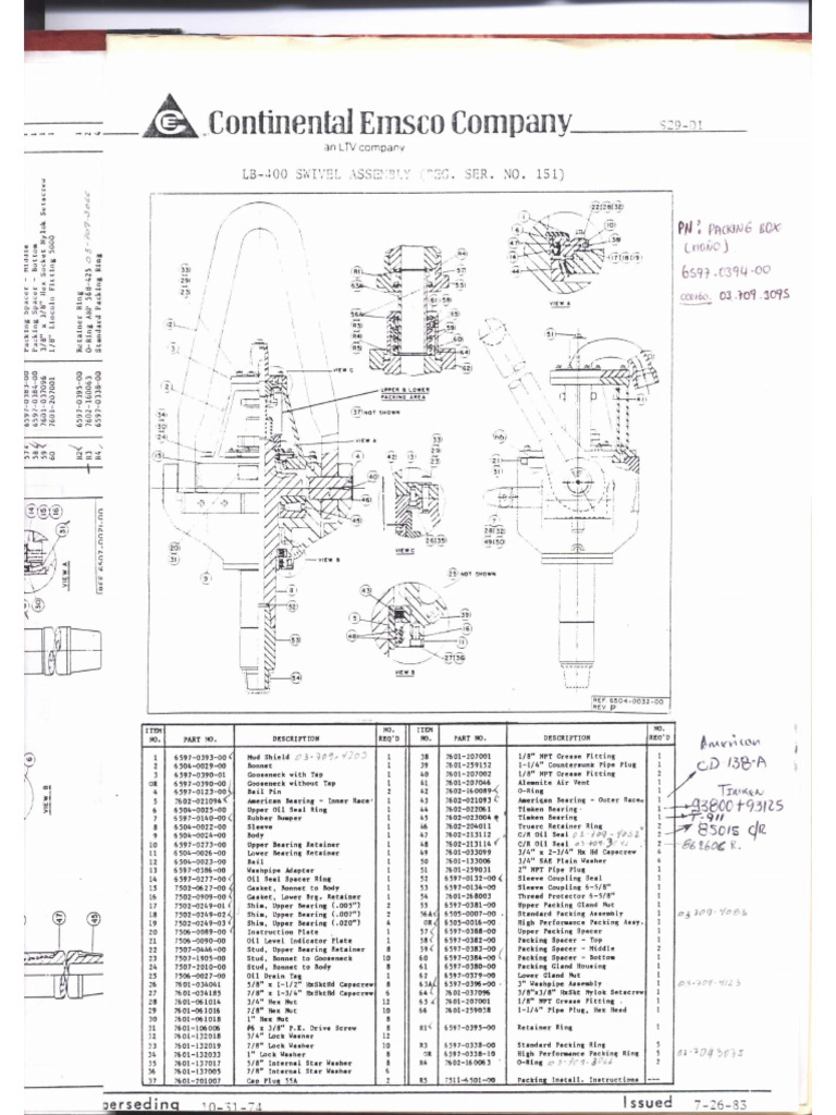 Swivel LB 400 Parts List | PDF