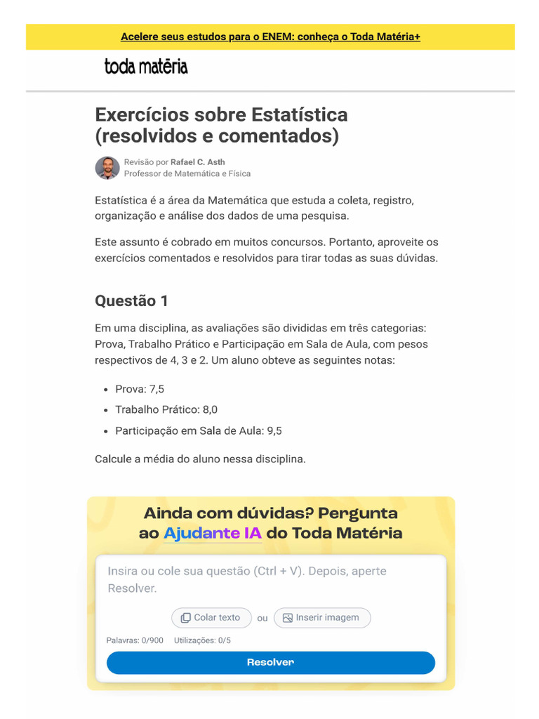 Exercicios de Estatistica | PDF