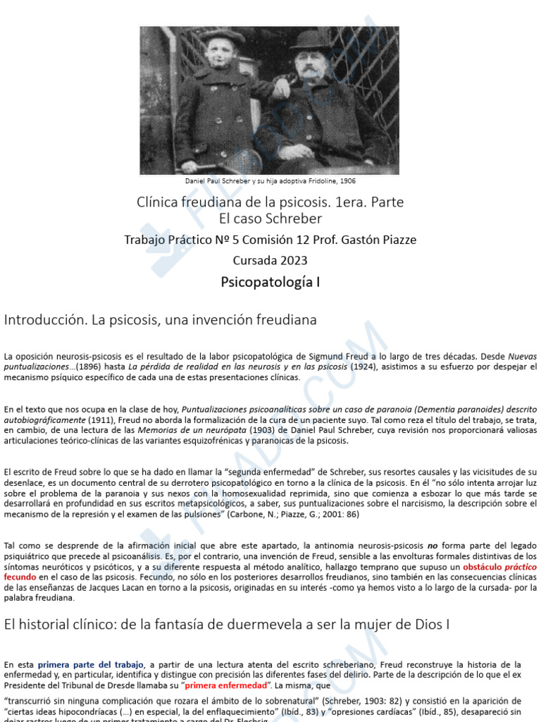 Clinica Freudiana de La Psicosis El Caso Schreber TP N 5 1 | PDF ...