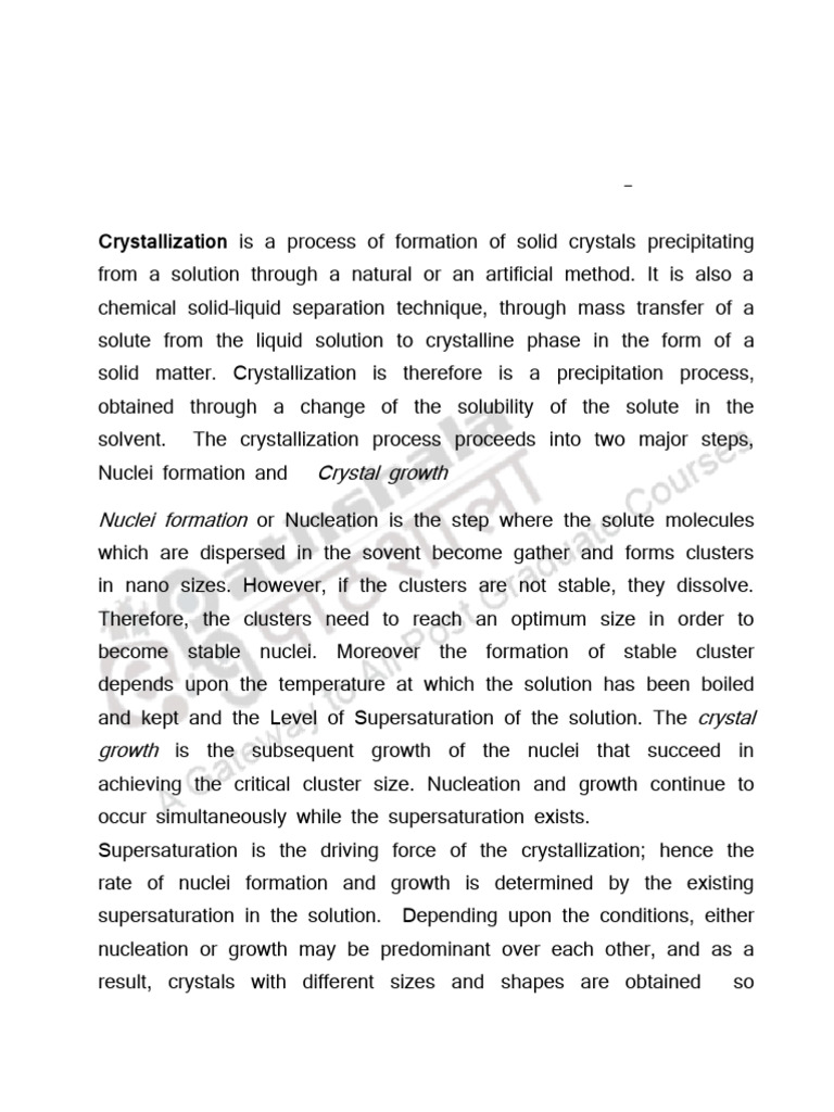 Crystallization: Crystal Growth Nuclei Formation | PDF ...