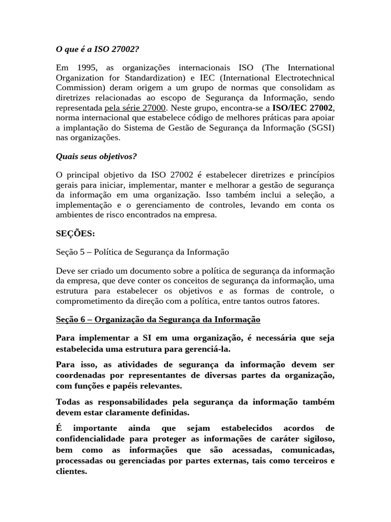 Entenda a ISO 27002 e sua Importância | PDF