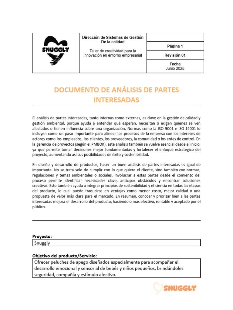 Análisis de Partes Interesadas | PDF | Calidad (comercial) | Economias