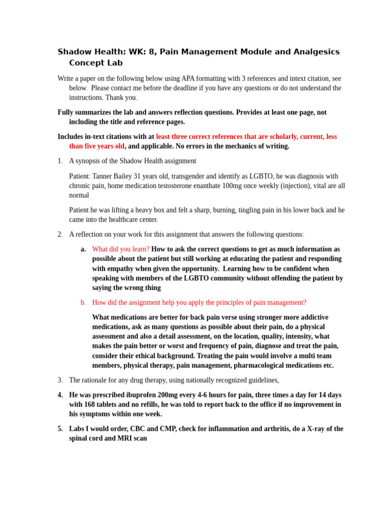 Pain Management for Tanner Bailey | PDF | Pain | Pain Management