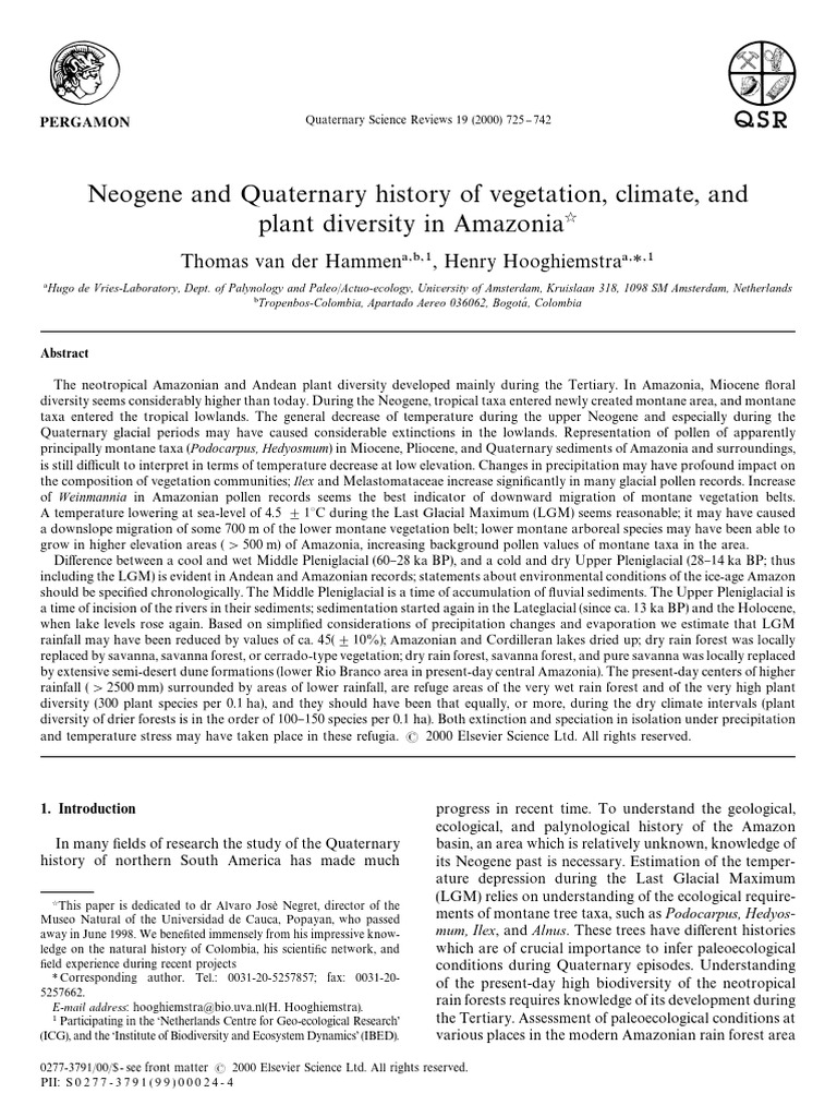 Amazonian Vegetation and Climate History | PDF | Amazon Rainforest | Rain