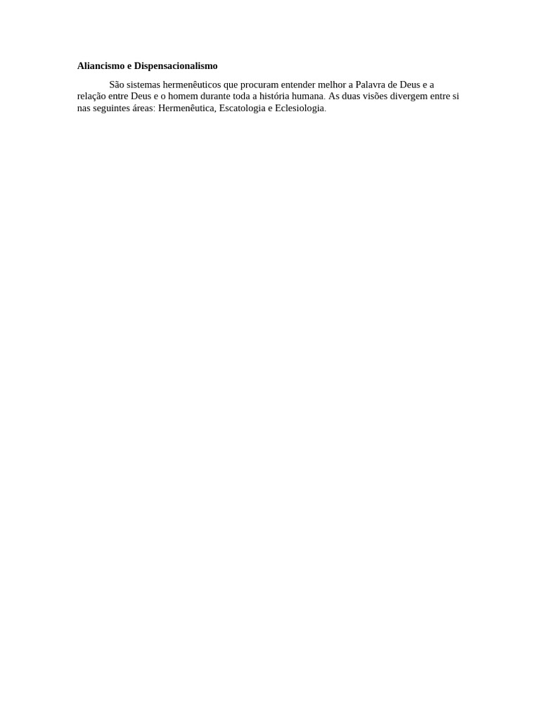 Aliancismo e Dispensacionalismo | PDF