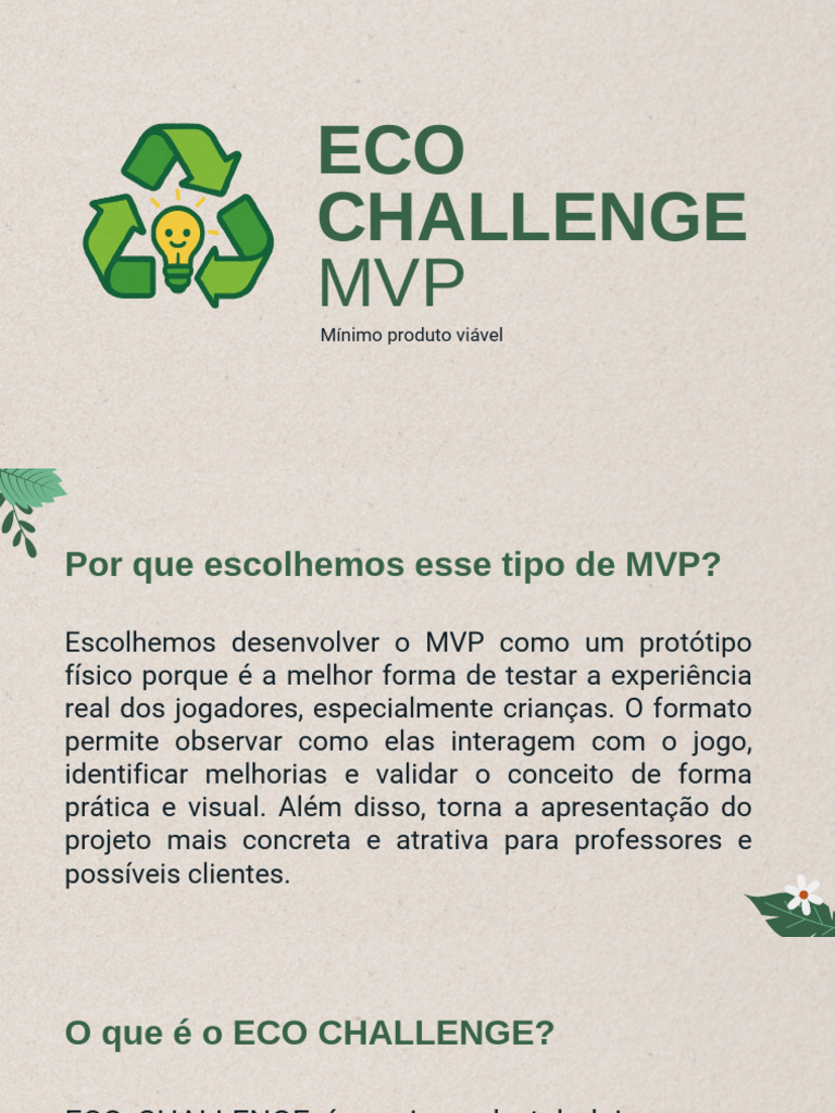 Jogo ECO CHALLENGE: Sustentabilidade Divertida | PDF | Brinquedos