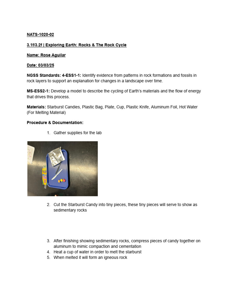 Rock Cycle Experiment with Starburst Candy | PDF | Rock (Geology) | Magma