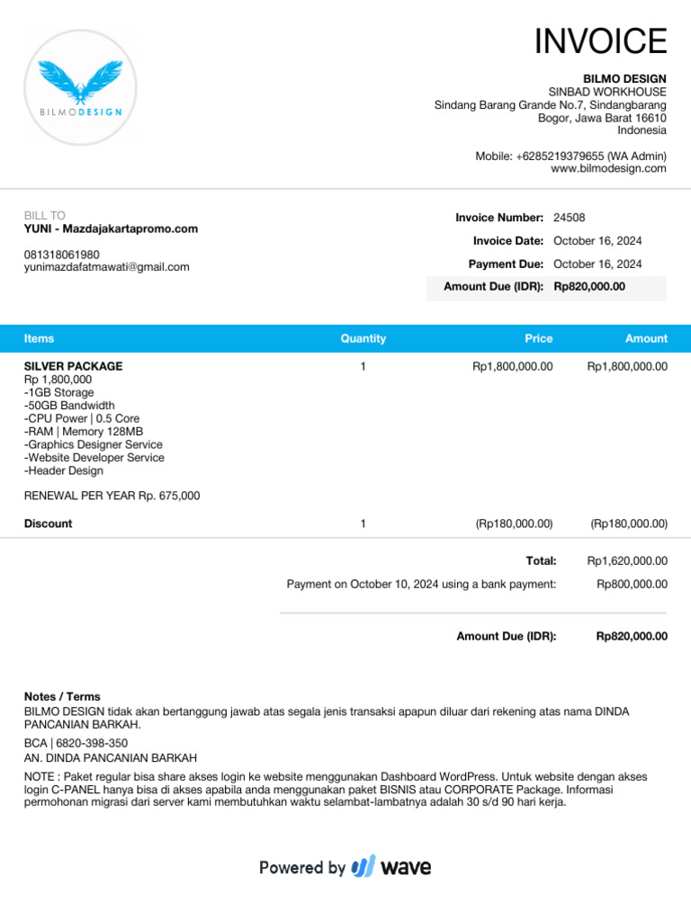 invoice bilmo design | PDF