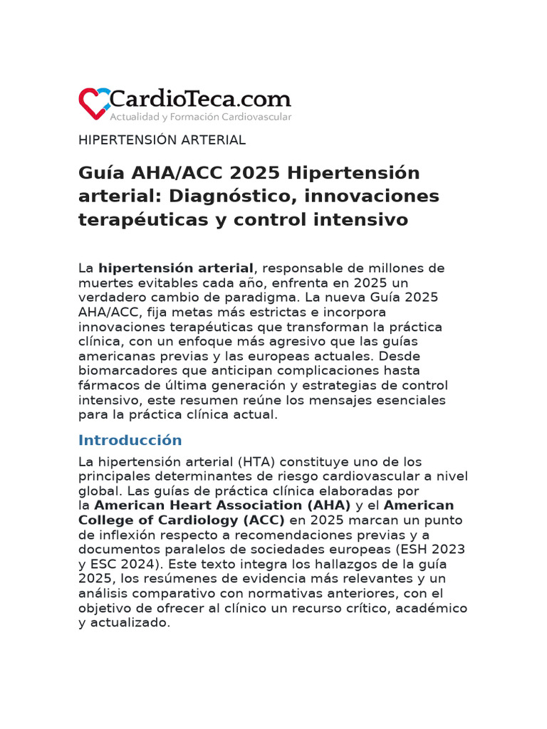 Nueva Guía Hta 2025 Actualizacion | PDF | Hipertensión | Medicina CLINICA