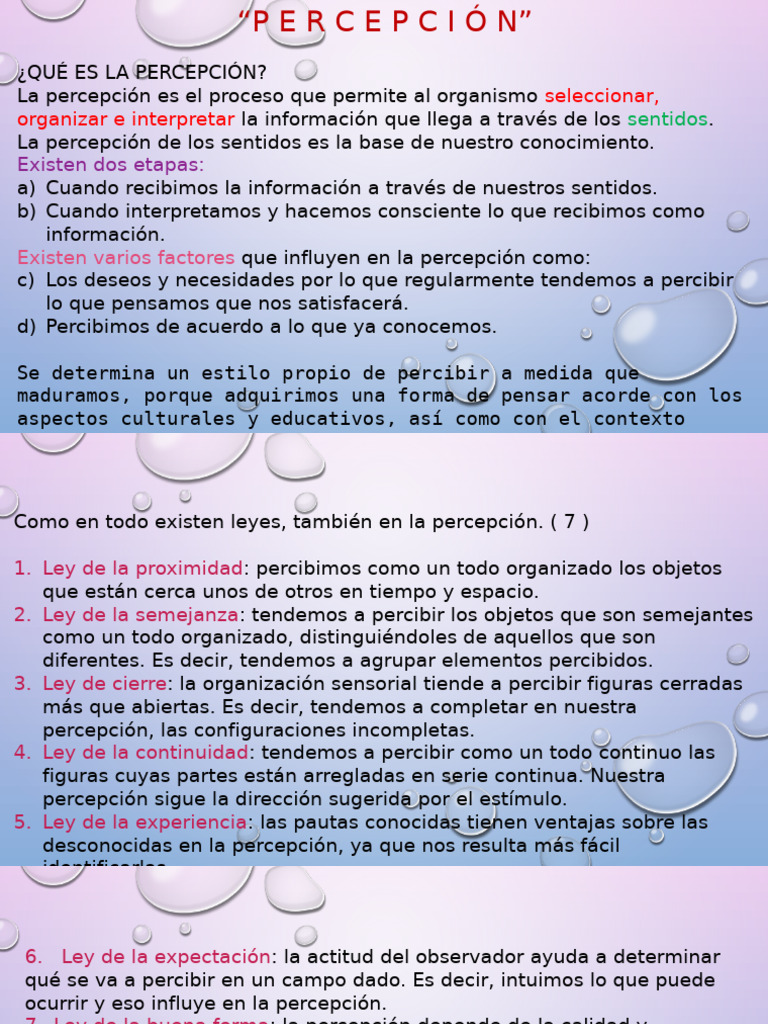 Percepción 1 | PDF | Percepción | Sentidos