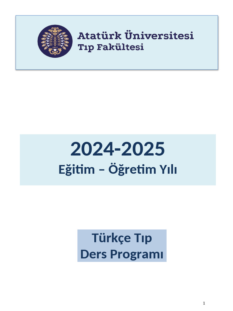 2024 2025 Turkce Tip 1 2 3 4 5 6 Sinif Ders Programi 07 08 2024 | PDF