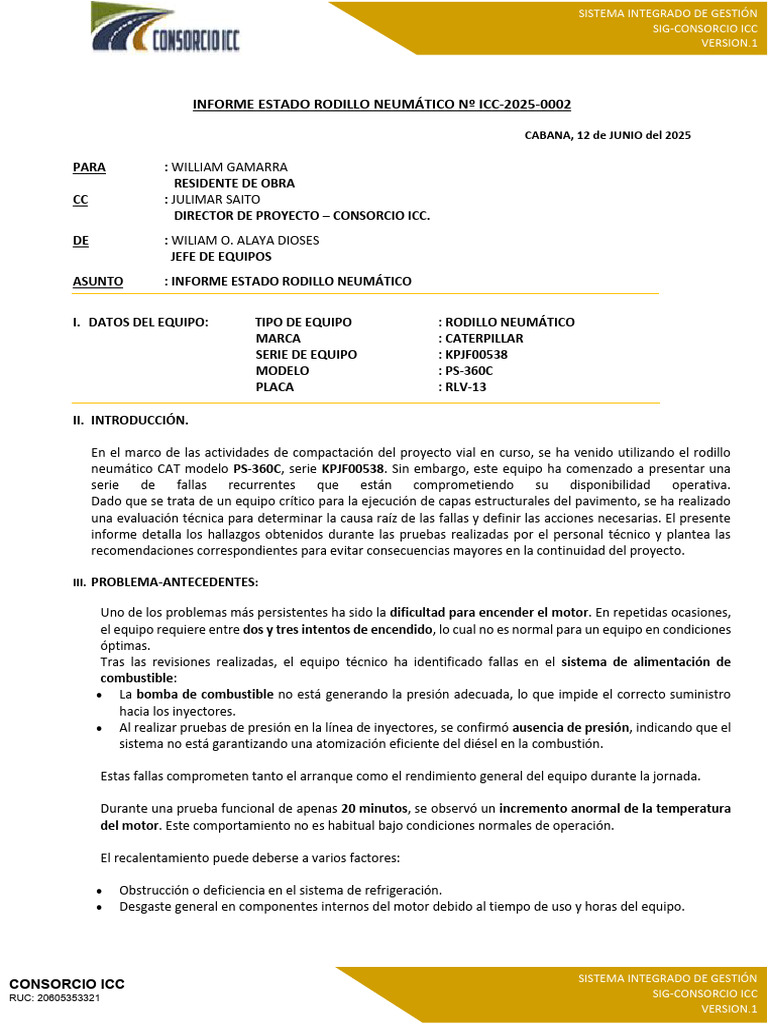 Inf - N°002 Rodillo Neumático | PDF | Inyección de combustible | Neumático