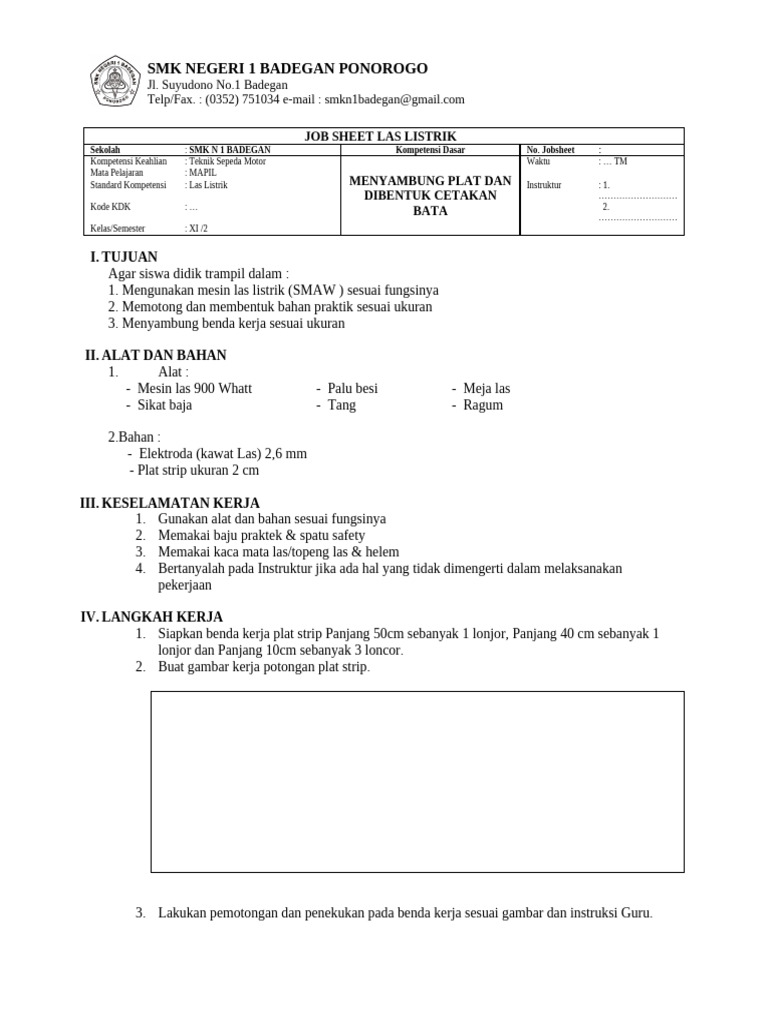 Job Sheet Las Listrik | PDF