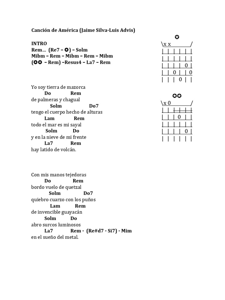 Letras de "Canción de América" | PDF