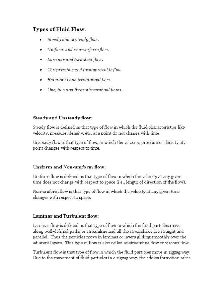 Types of Fluid Flow | PDF | Laminar Flow | Fluid Dynamics