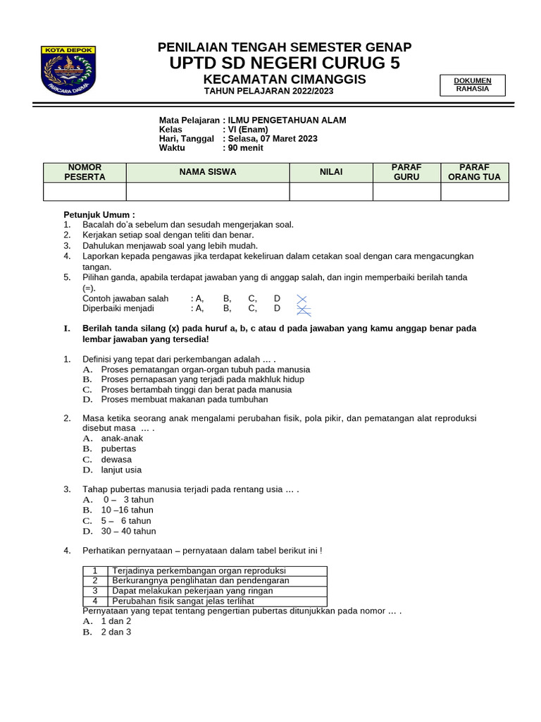 Soal Ipa Kelas 6 | PDF