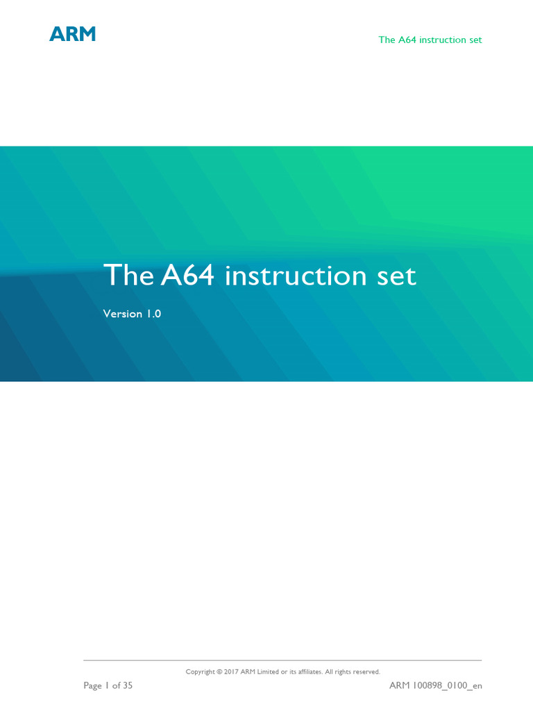 The A64 Instruction Set 100898 0100 | PDF | Assembly Language | 64 Bit ...