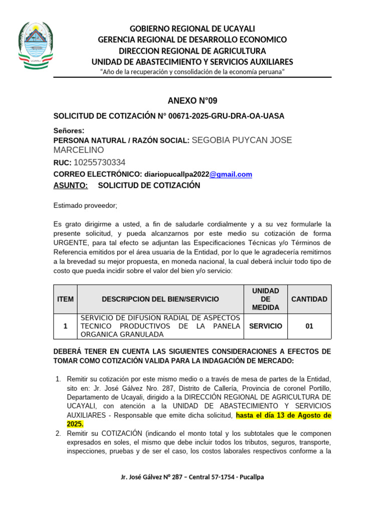 Anexo #09 - Solicitud - 671 | PDF