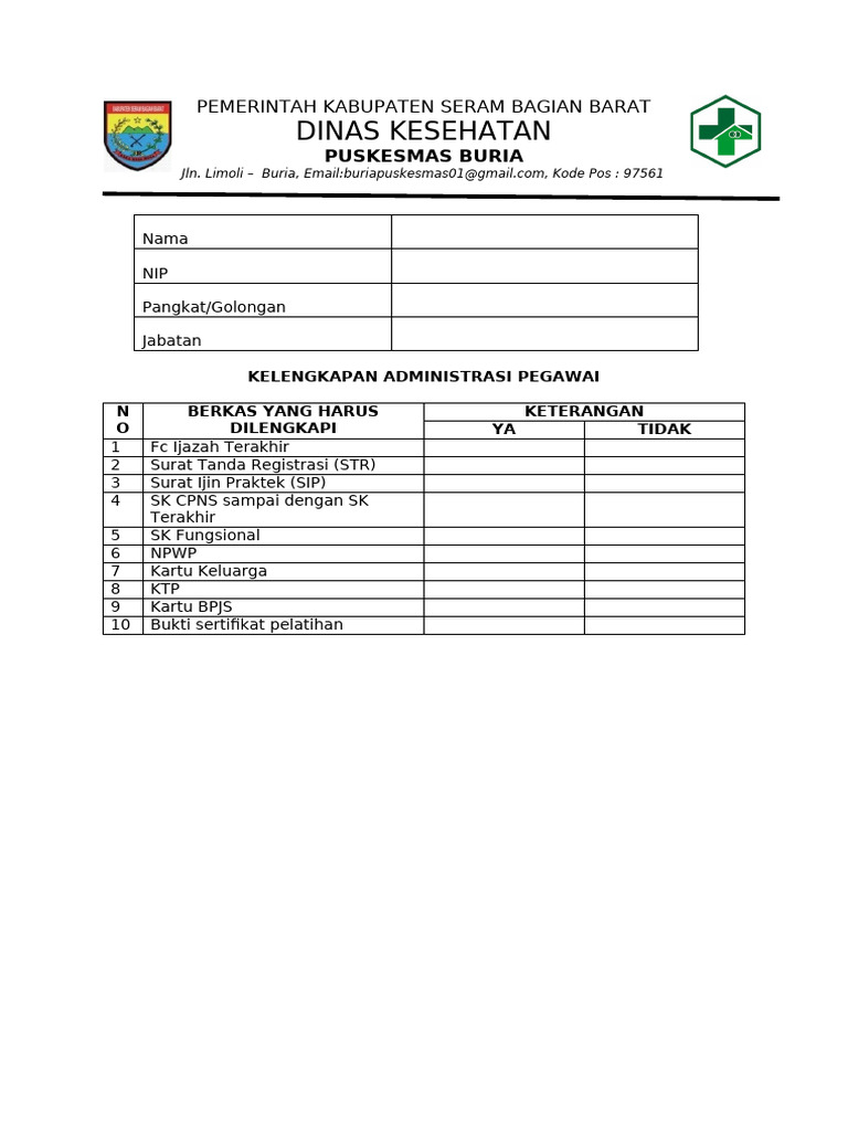 Kelengkapan Administrasi Pegawai | PDF