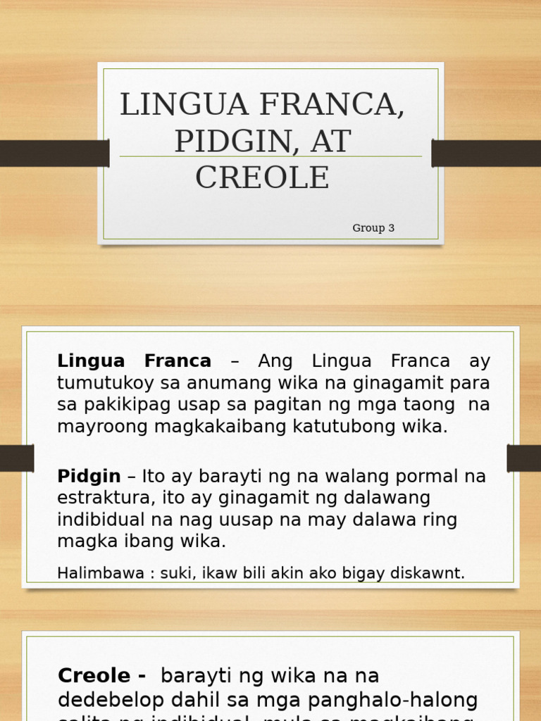 Lingua Franca Pidgin at Creole 093833 | PDF