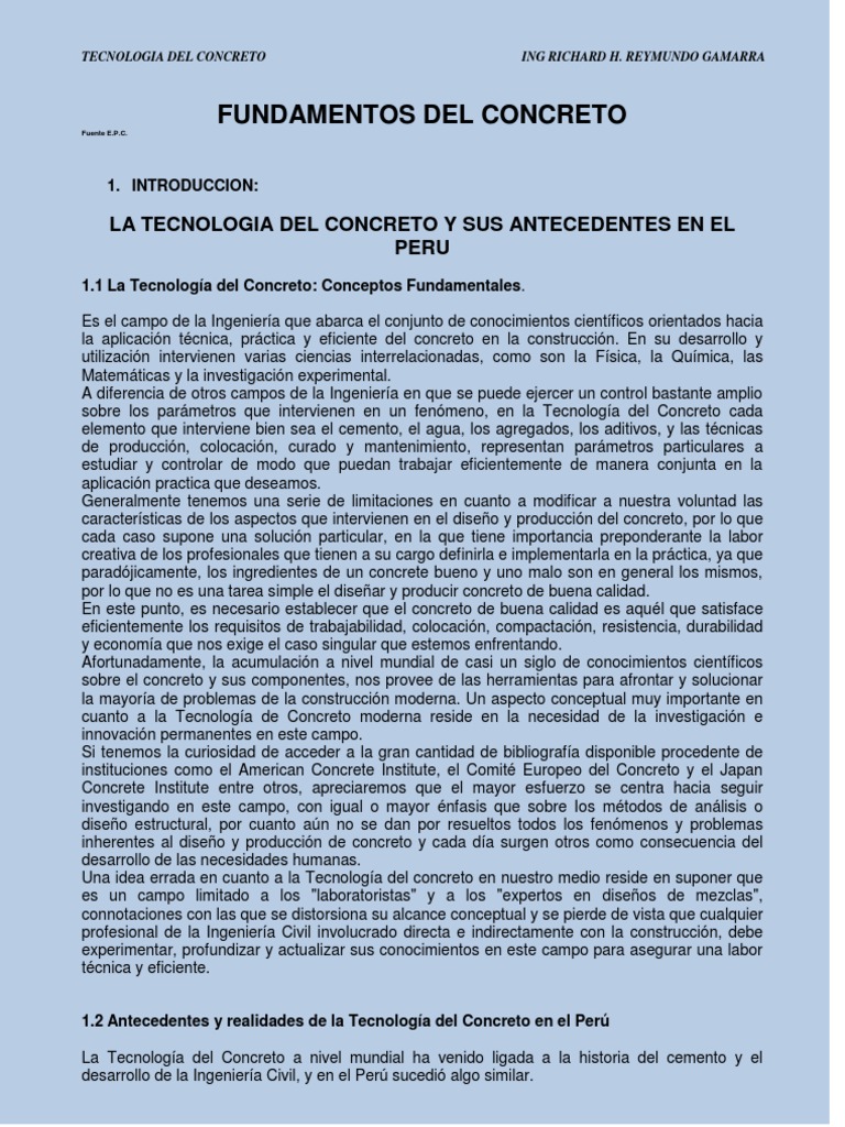 Tecnologia Del Concreto | PDF | Cemento | Hormigón