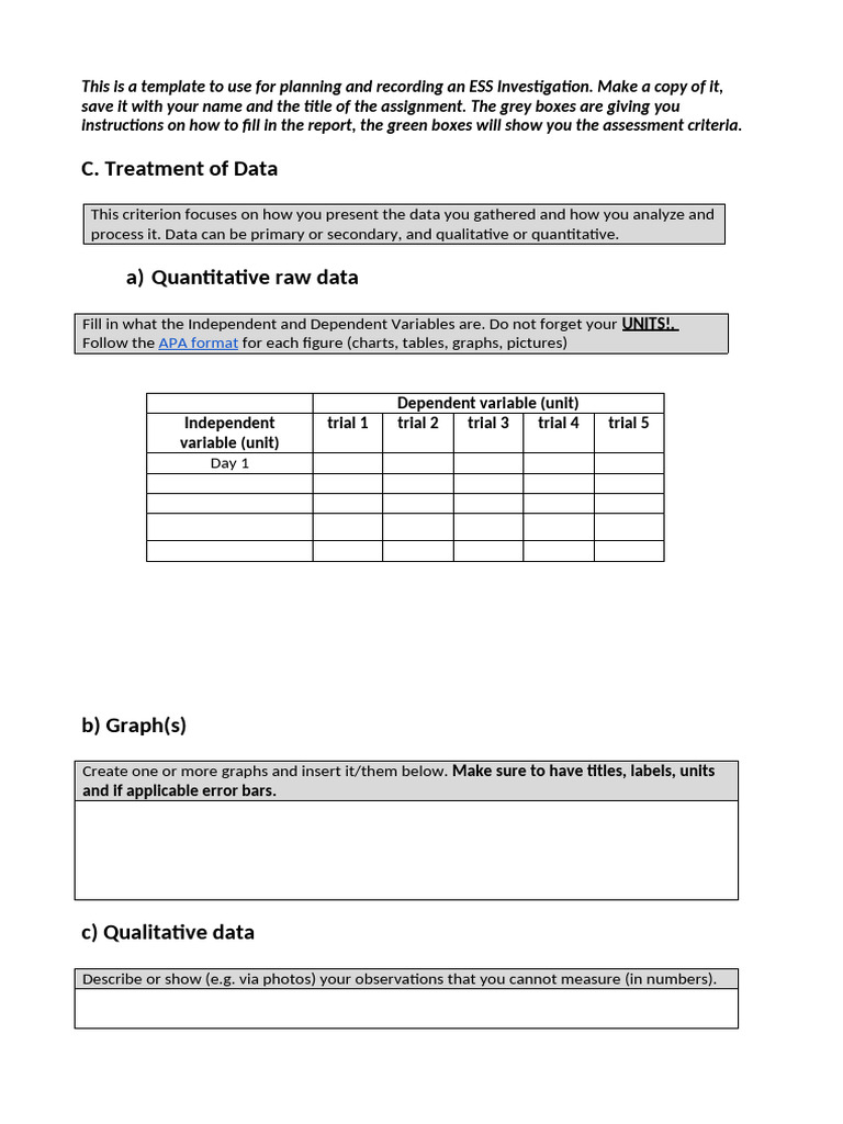ESS - IA - New Template - Criteria D - Data | PDF | Data | Statistics