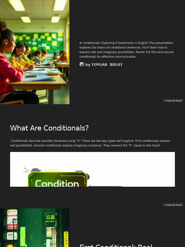 Conditionals Exploring If Statements in English This Presentation ...