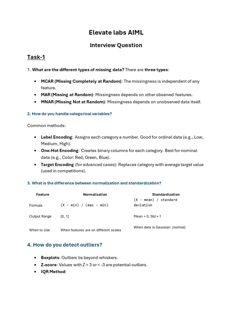 Task1,2 Interview Question | PDF | Statistical Analysis | Teaching ...