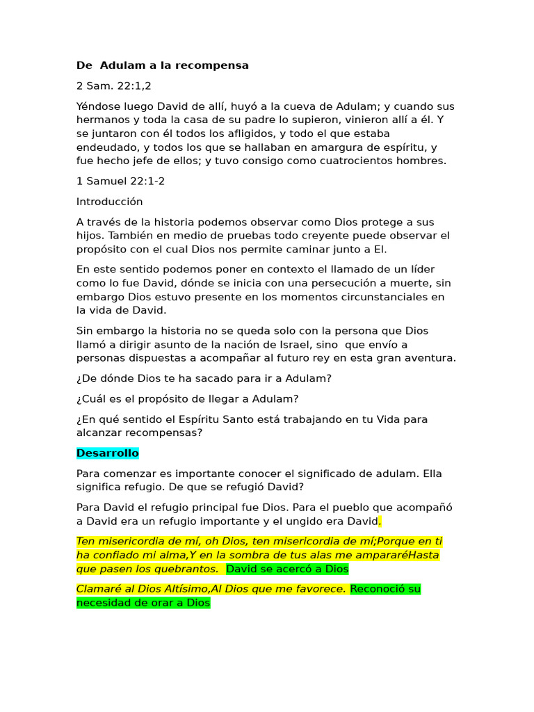 De Adulam A La Gloria Pdf David Cristo Título