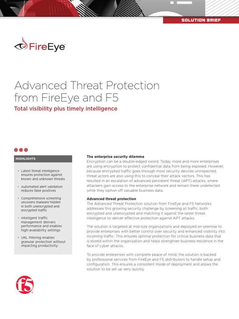 Sb Fireeye f5 Advanced Threat Protection | PDF | Security | Computer ...