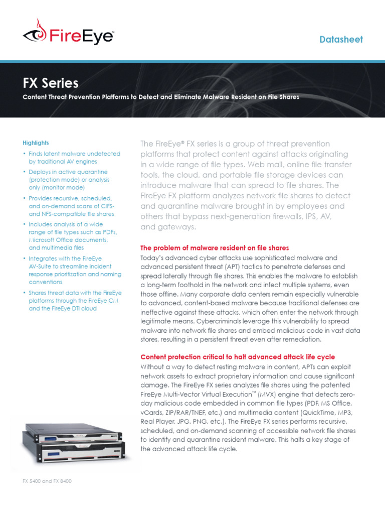 Fireeye FX Series Datasheet | PDF | Malware | Cybercrime